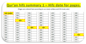 Hifz tracking pdf for Qur'an hifz self study » Quran.surf